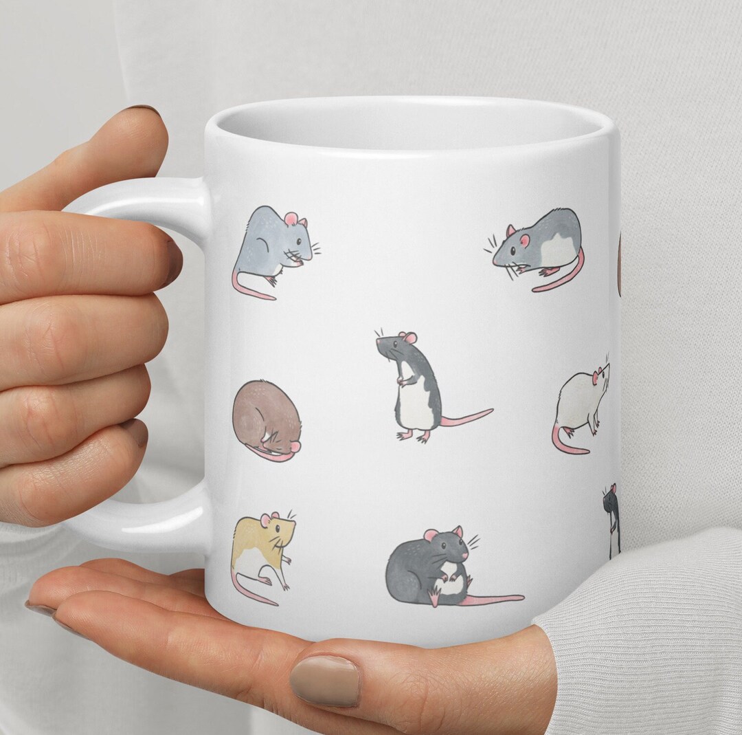 White Glossy Mug With Pet Rats - Etsy