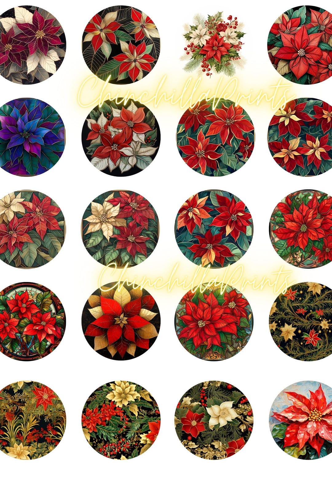 Christmas Santa Claus Reindeer Circles Hanging Images Collage Digital ...