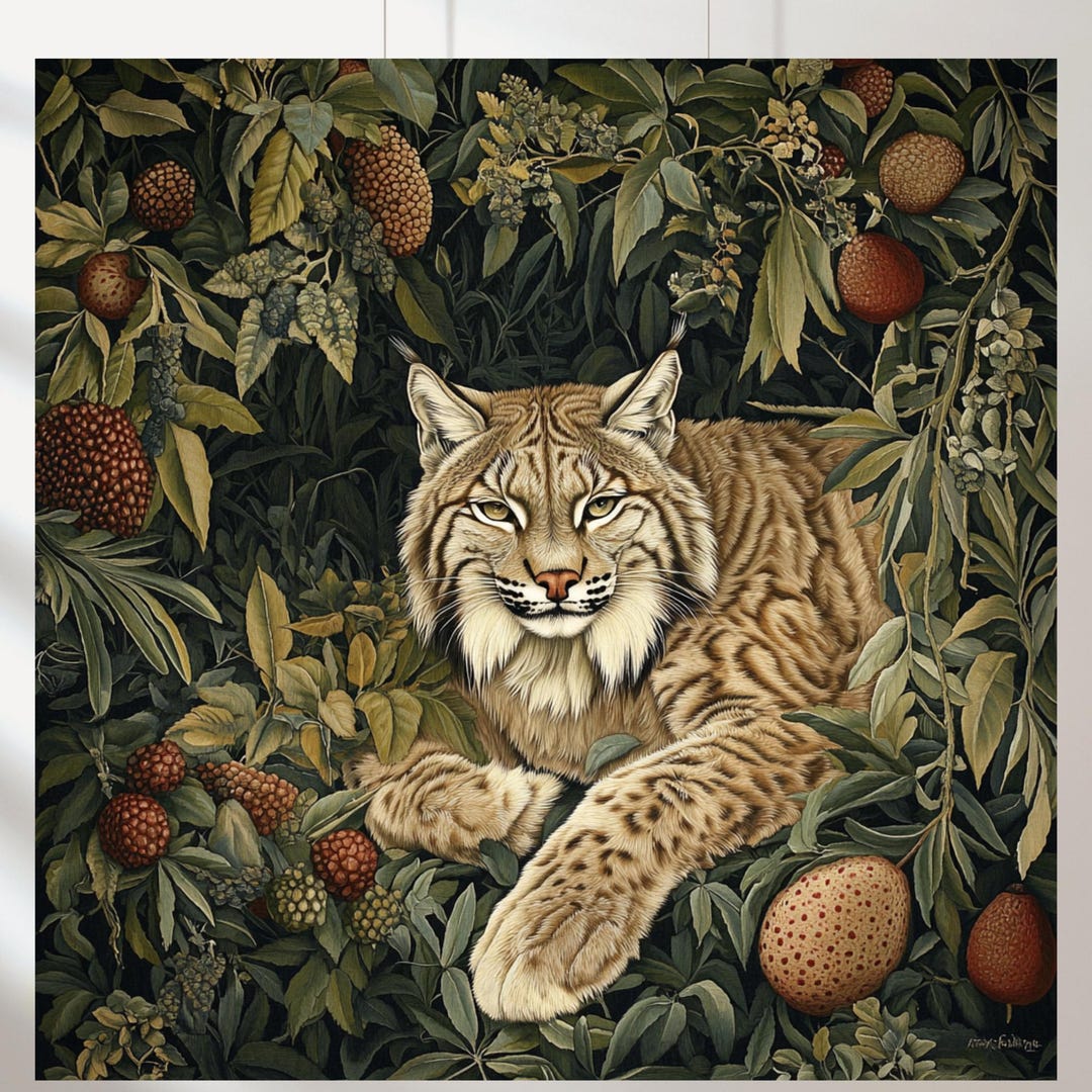 Set of 8 Lynx Art Nouveau by William Morris, Squirrel in the Forest - Etsy