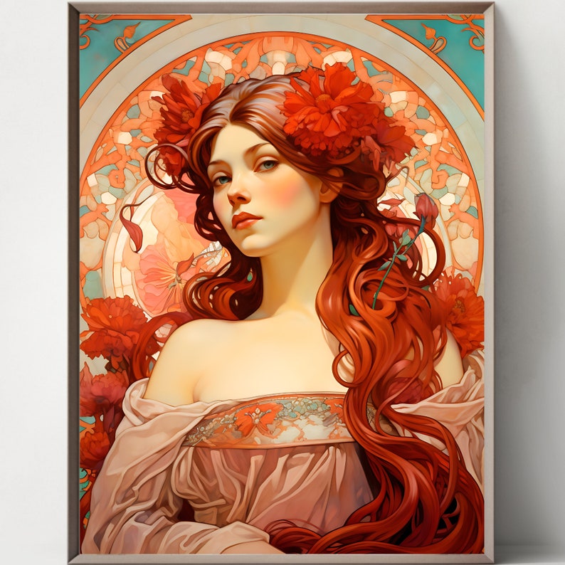 Art Nouveau Woman, Women's Images in the Style of Alphonse Mucha, Art ...