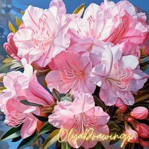 Coast Rhododendron Set of 11, Washington State Symbol, Watercolor ...