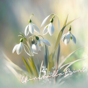 Snowdrop Flowers Art Snowdrop Digital Art Print Flower Digital Wall Art ...