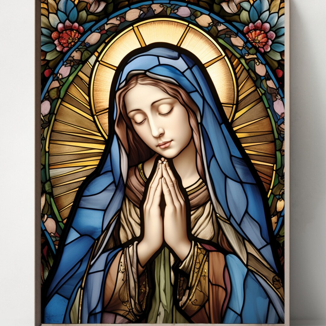 Vintage, Old Image Blessed Virgin Mary Watercolor Art, DOWNLOADABLE ...