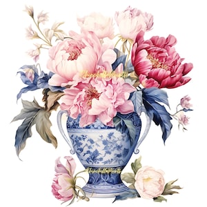 Set of 9 Chinoiserie Vase Watercolor Clipart Set: Chinese Art (JPG ...
