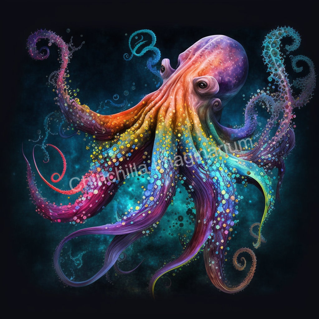 Octopus Art Octopus Digital Download Cosmic Octopus Painting Sea ...