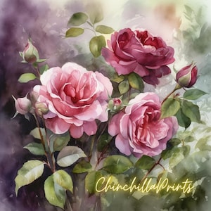 10 Roses Art Prints, Rose Painting Flower Painting Flower Print Floral ...