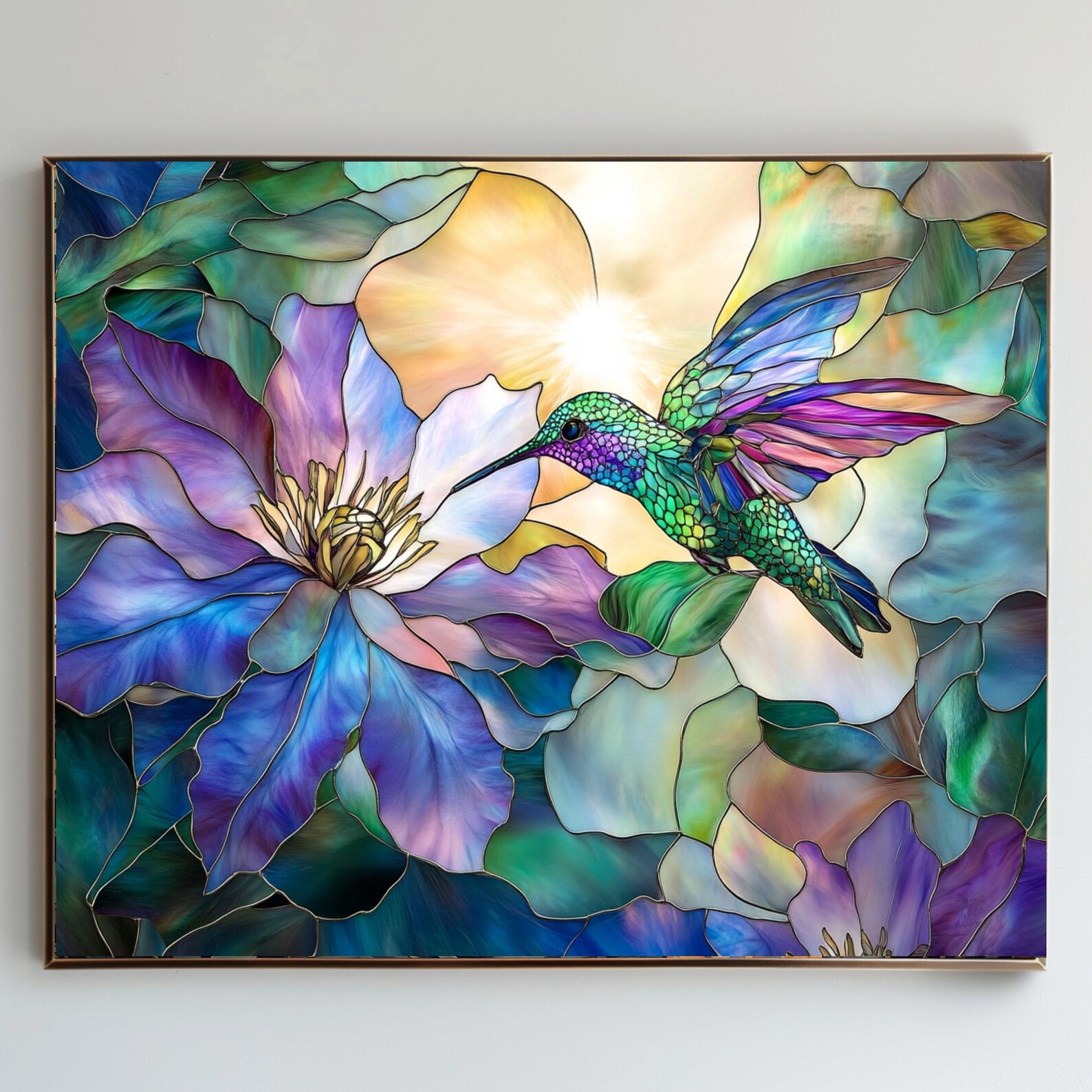 Hummingbird Set of 5 Stained Glass Hummingbird Bird Art, American Birds ...