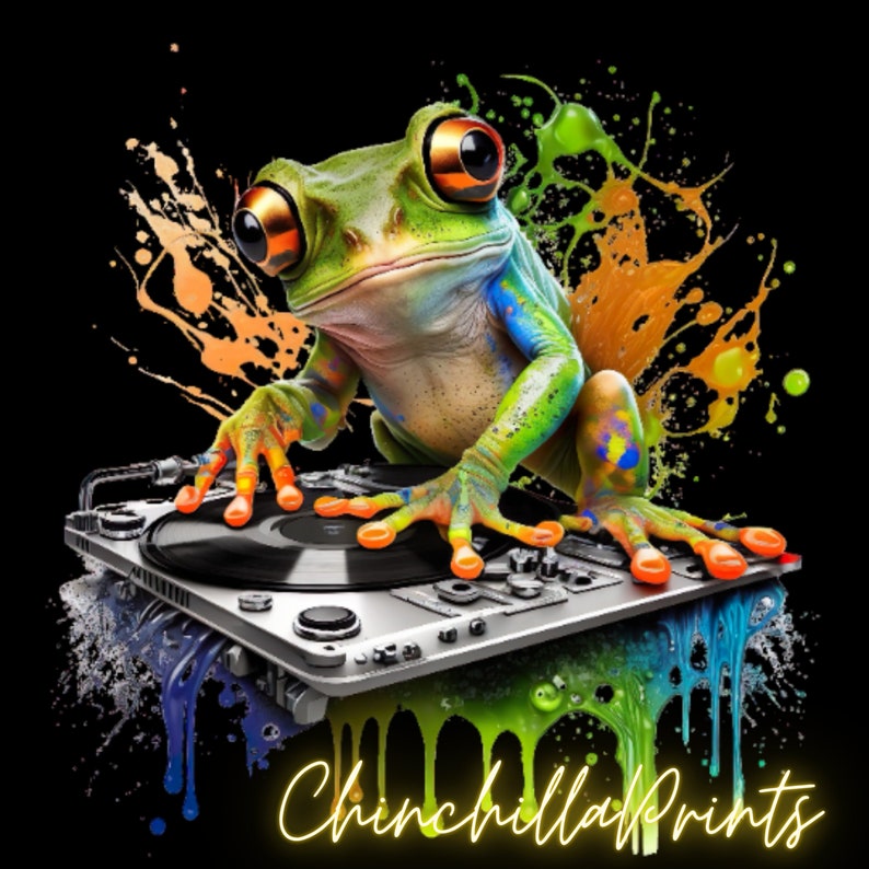 Frog DJ. Frog. PNG Files. Sublimation. Digital Download. Watercolor ...