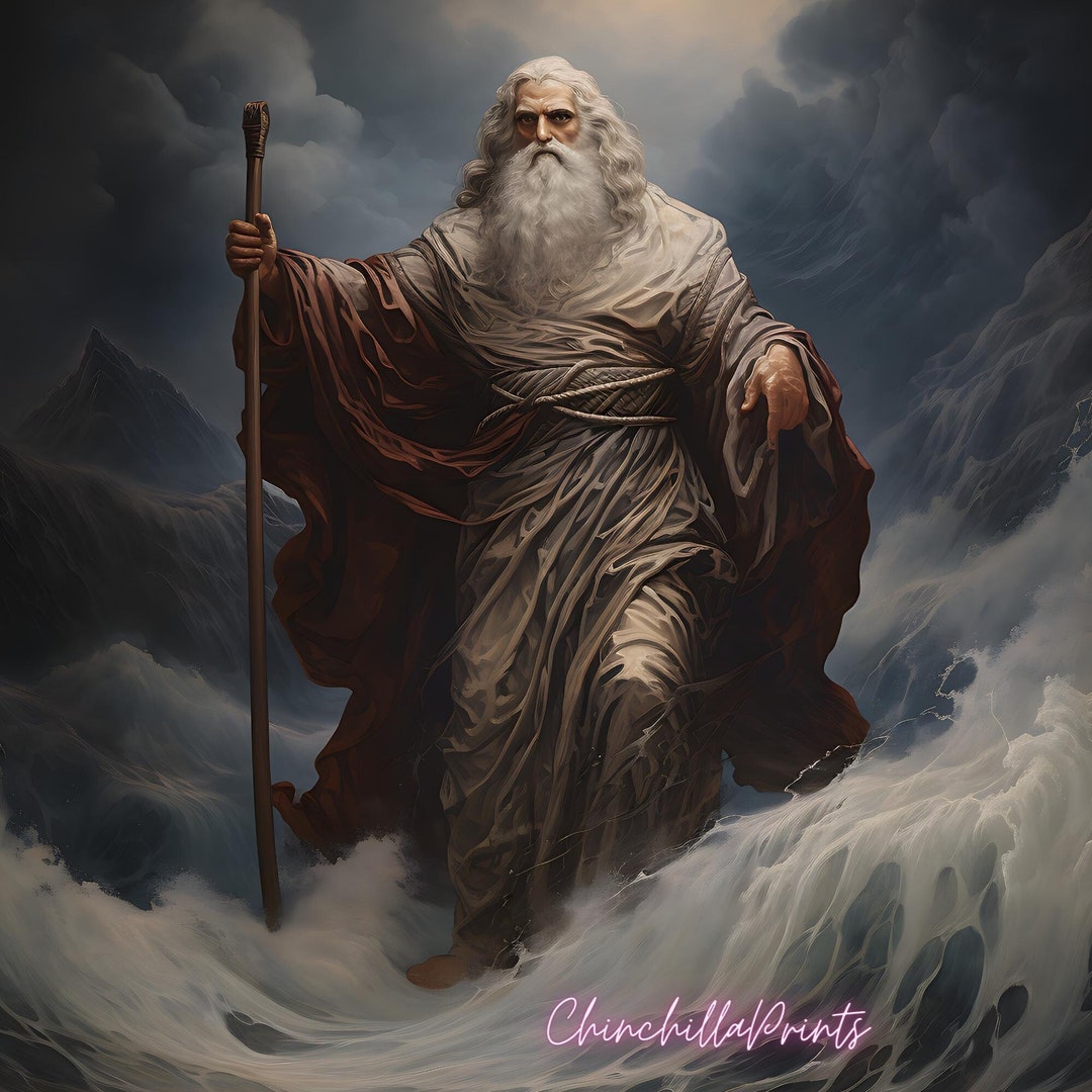 Moses Parting the Red Sea Moses Bible Art Modern Moses Poster Moses ...