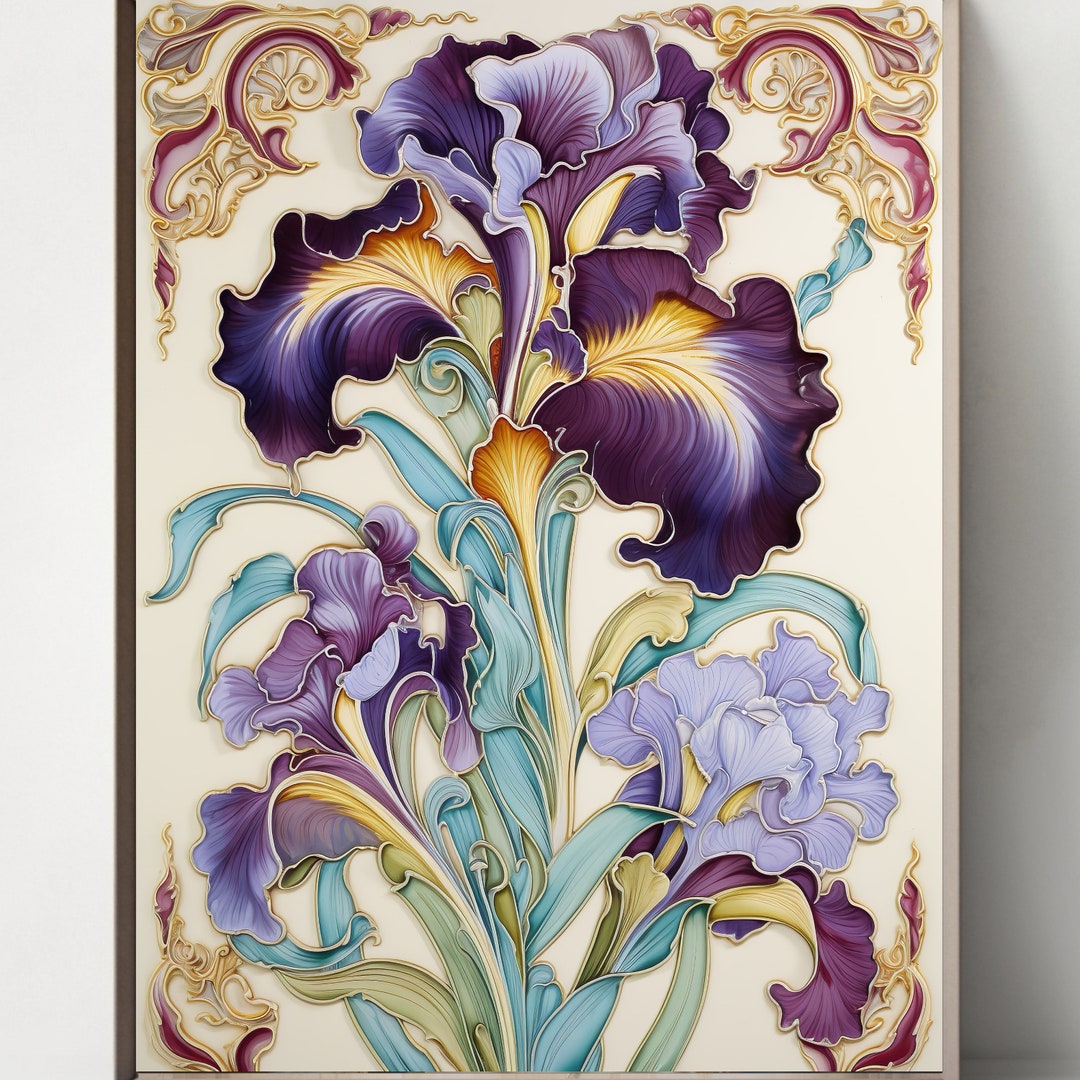 Iris Kitchen Painting, Iris Art, Painting for the Kitchen, Purple Iris ...