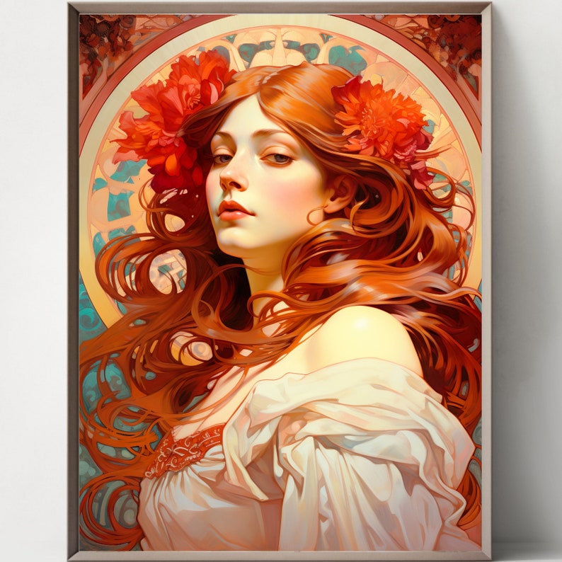 Art Nouveau Woman, Women's Images in the Style of Alphonse Mucha, Art ...