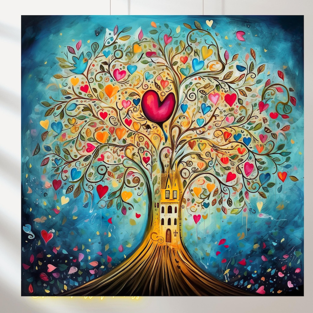 Tree of Life With Heart Set of 5, Heart on the Tree of Life, Wall Art ...