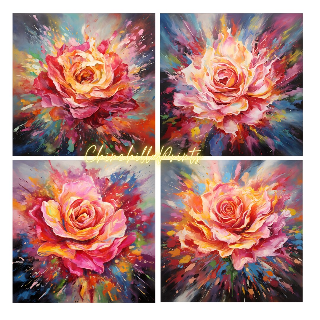 Pop Art Roses, Paint Explosion, Andy Warhol Style, Colorful Floral ...