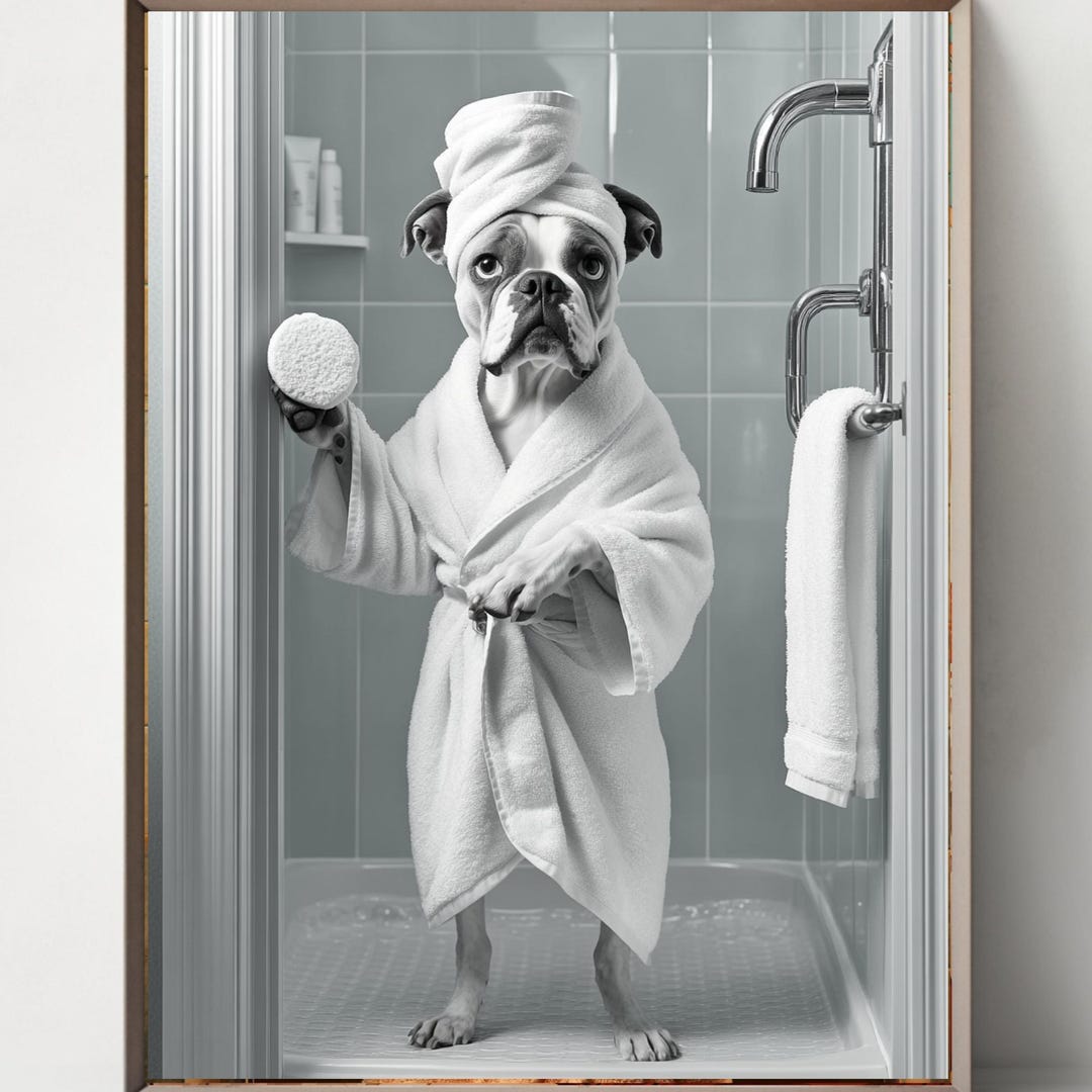 Boxer Dog Bathroom Prints: Quirky Animal Art (digital Download 8.5x11 ...