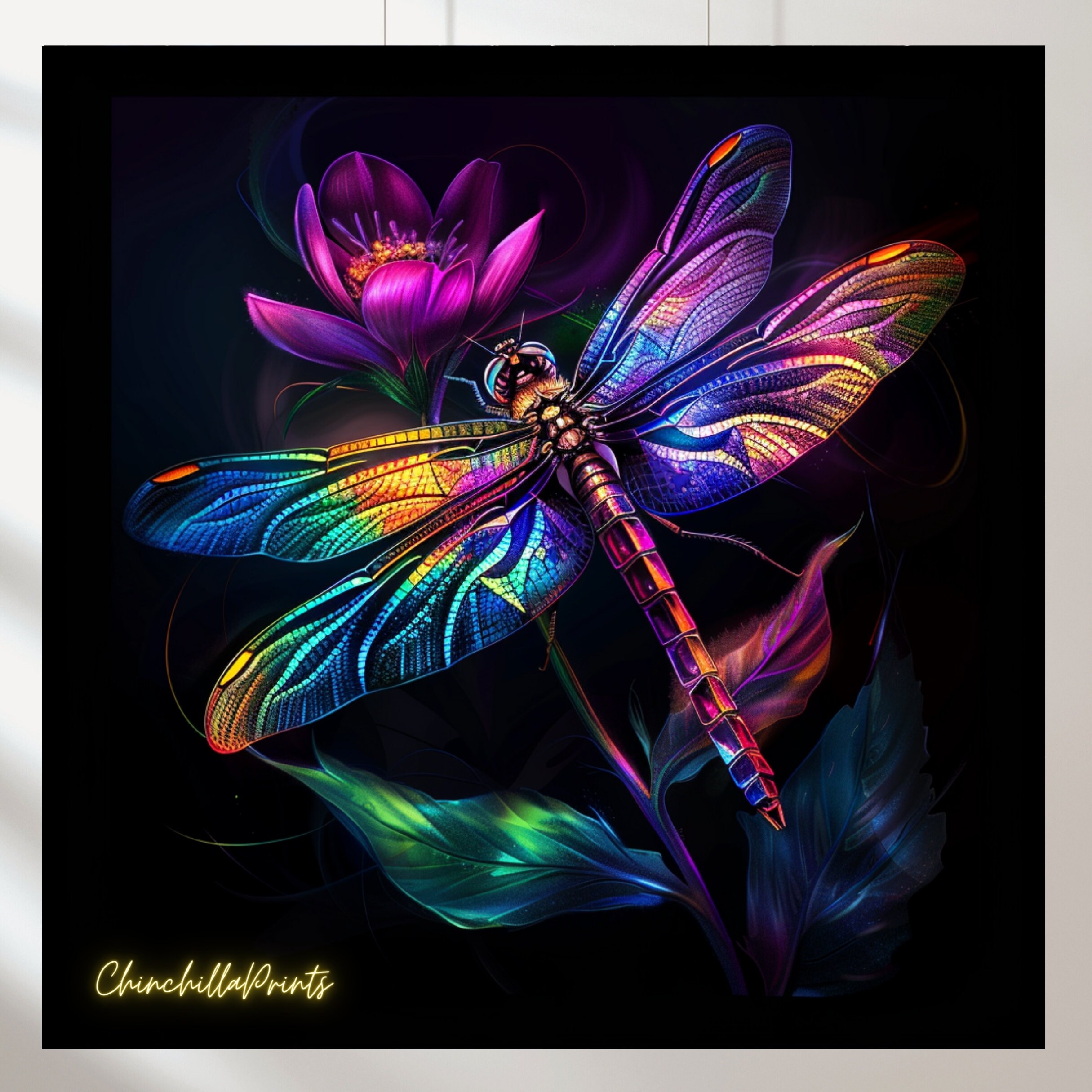 Dragonfly Neon Rainbow Design for Sublimation Cups, T-shirt Design ...