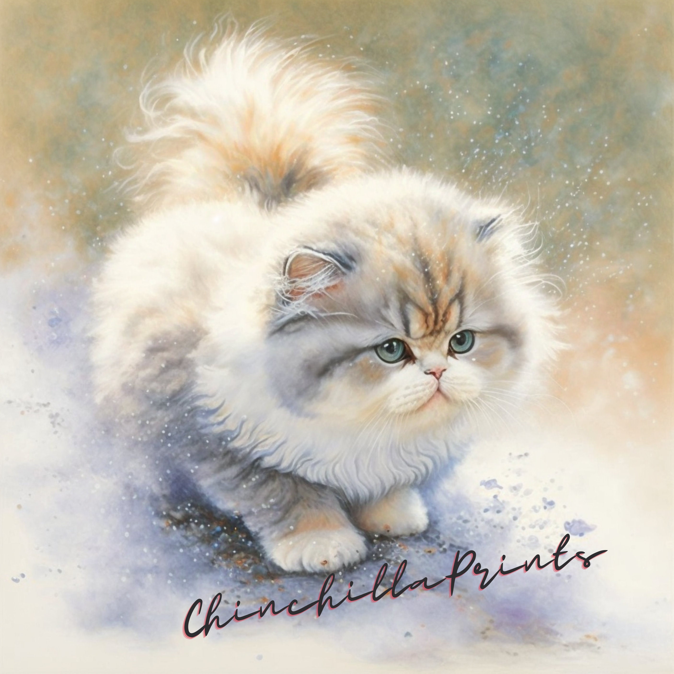 Very Cute Kitty Art Print Coffee With a Kitten Garden Cat Print Vintage ...