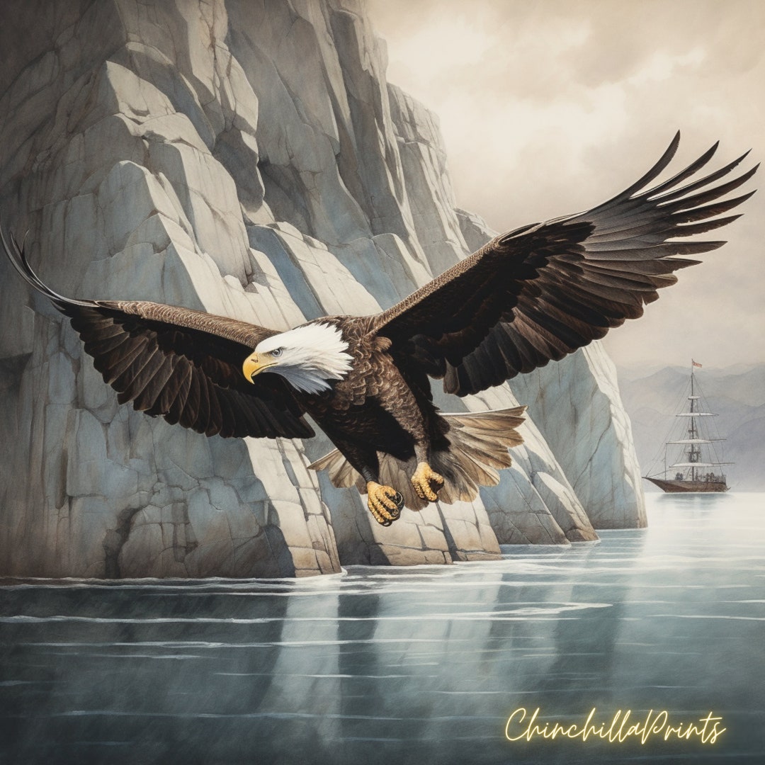 Bald Eagle Flight Bald Eagle in Alaska Vintage Painting Oil - Etsy