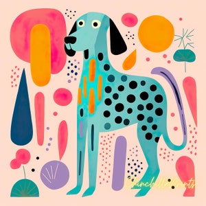 Matisse Style Dog Art Posters Abstract Art Pastel Colors Cute Animals ...