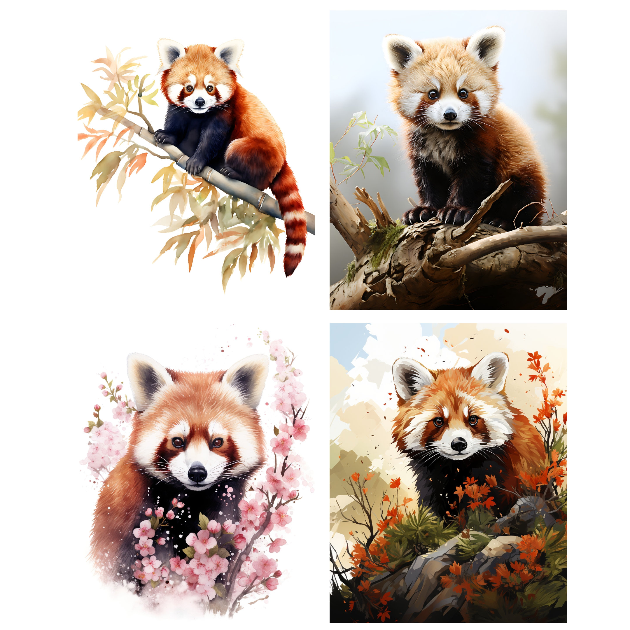 Red Panda Red Panda Watercolor Red Panda Painted Red Panda Illustration ...