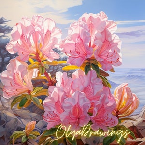 Coast Rhododendron Set of 11, Washington State Symbol, Watercolor ...