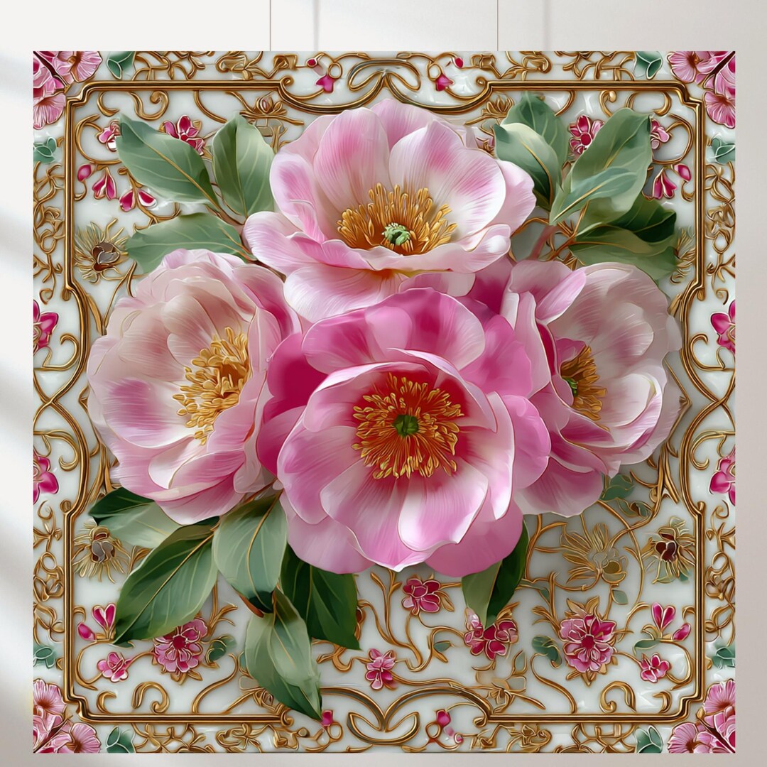 Victorian Roses Painting Set of 5: Golden Age Art Prints (digital ...