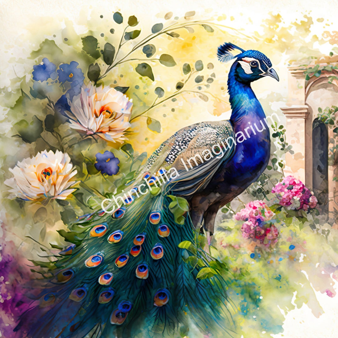 Peacock Wall Art Peacock Art Print Flowers Wall Art Peacock Poster Mid ...