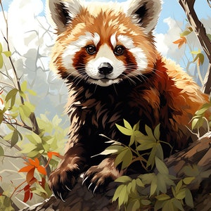 Red Panda Set of 5 Red Panda Watercolor Red Panda Painted Red Panda ...