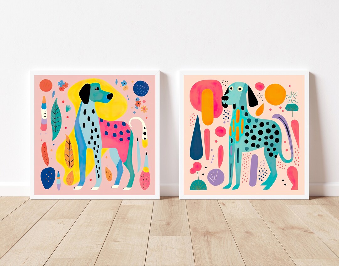 Matisse Style Dog Art Posters Abstract Art Pastel Colors Cute Animals ...