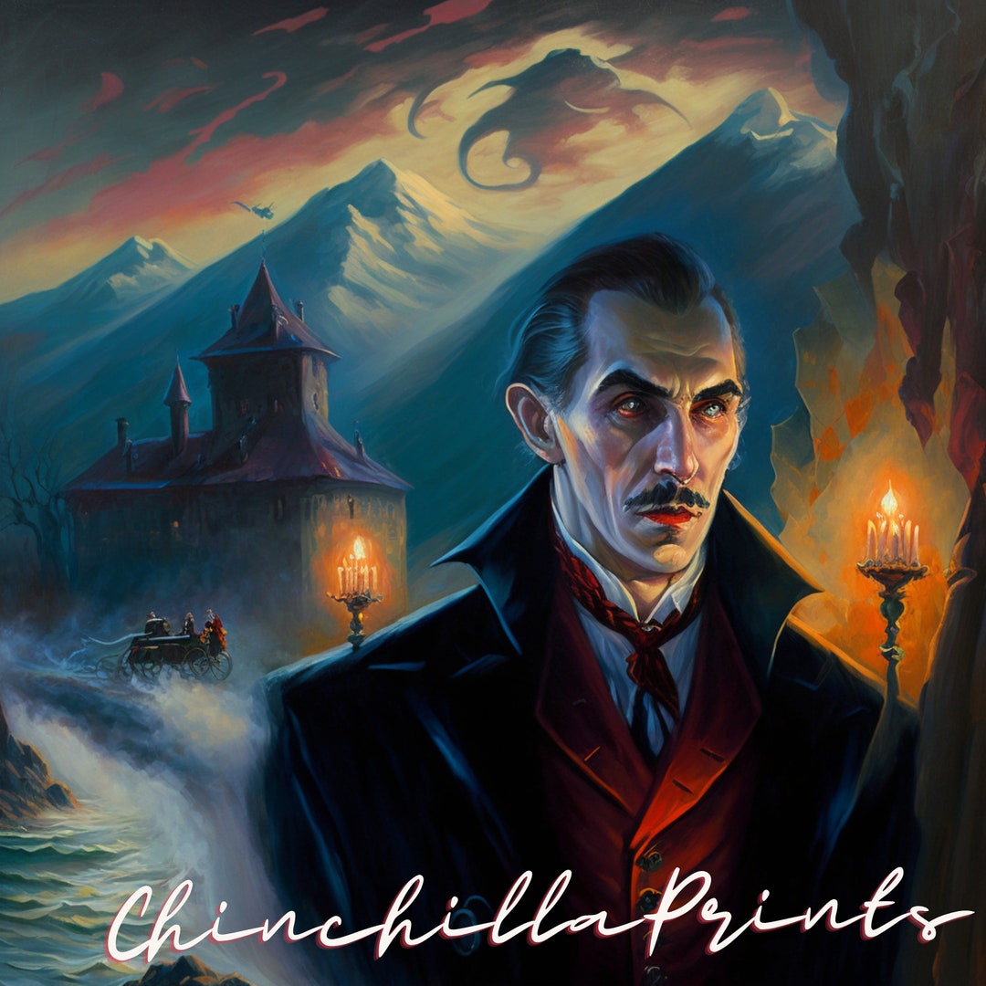 Dracula the Night City Set of 4 Dracula Castle Vampire Art Digital ...