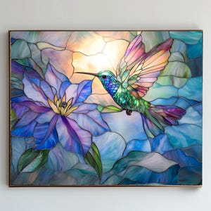 Hummingbird Set of 5 Stained Glass Hummingbird Bird Art, American Birds ...