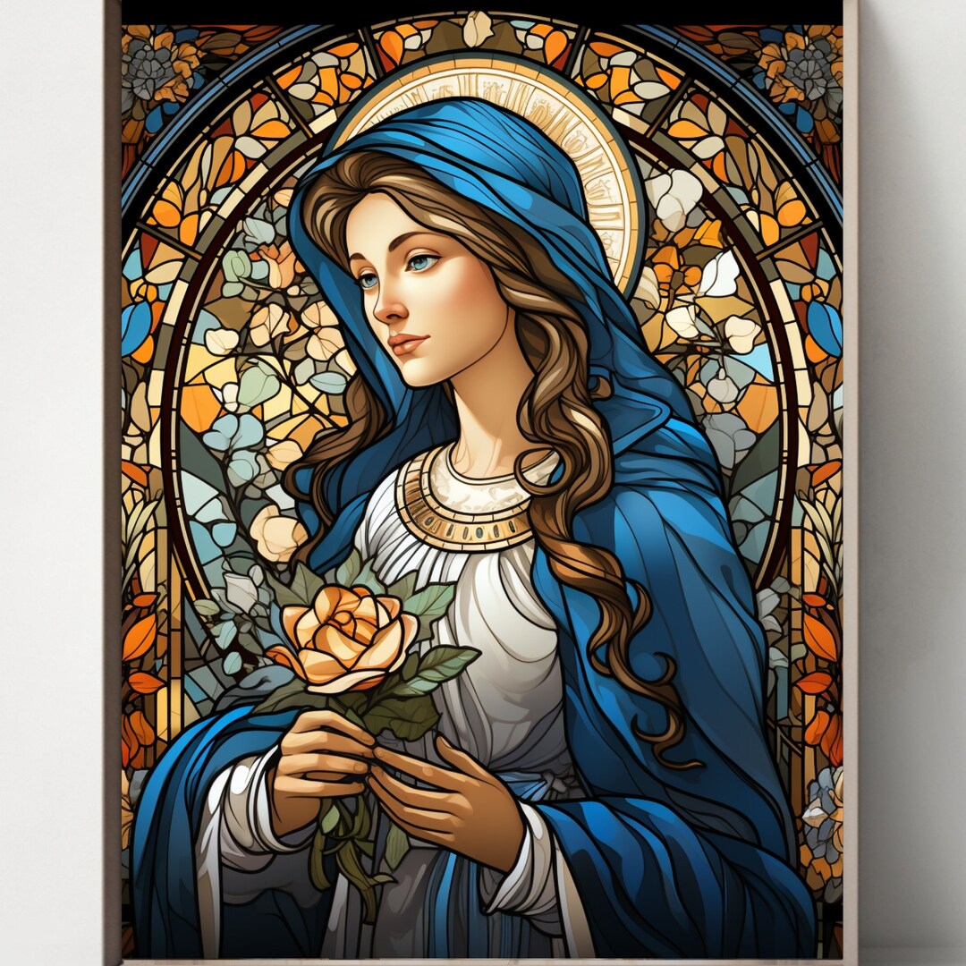 Blessed Virgin Mary Set of 2 Watercolor Art, DOWNLOADABLE Digital Print ...
