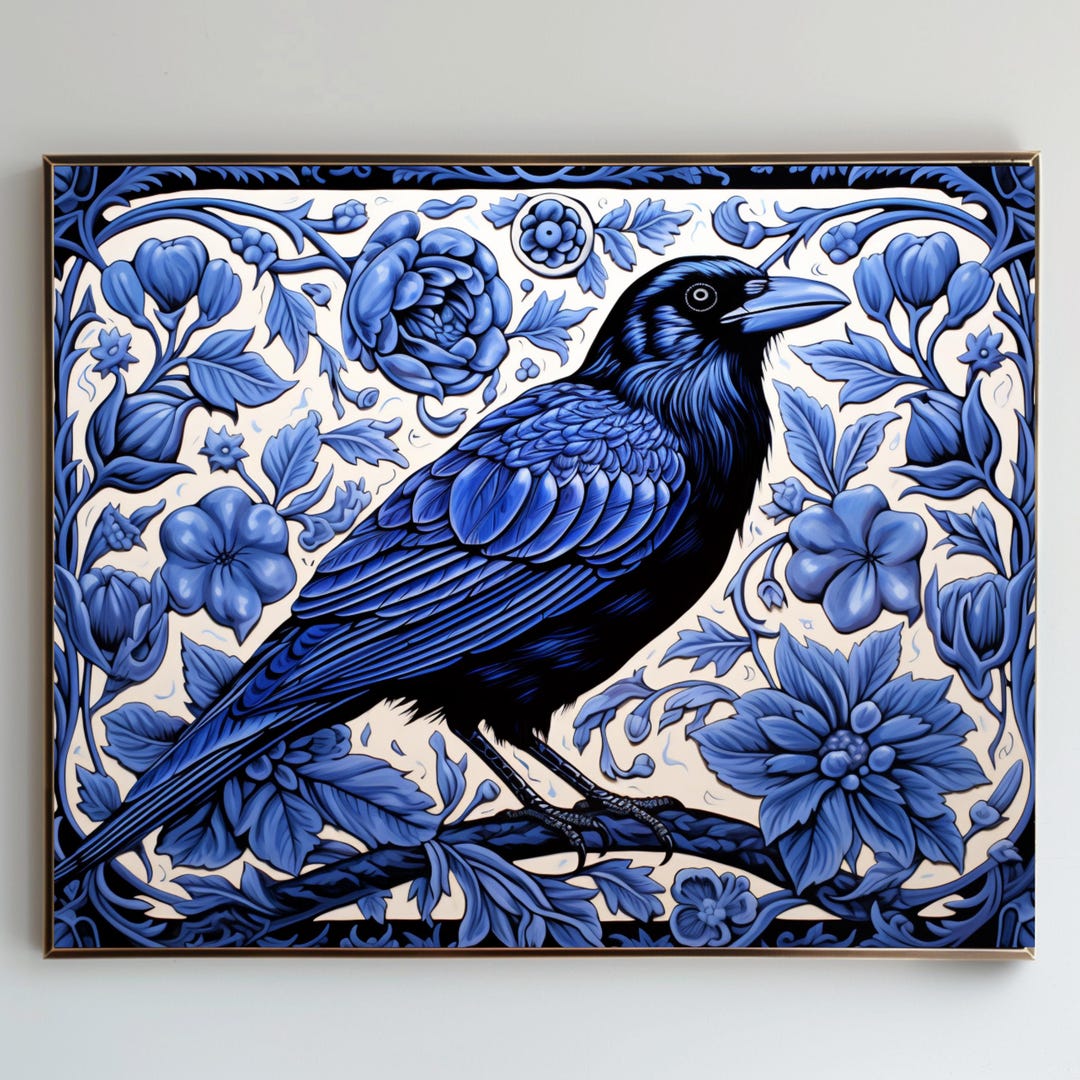 Set of 5 Blue Raven Art Print Set: Author's Design (digital Download ...