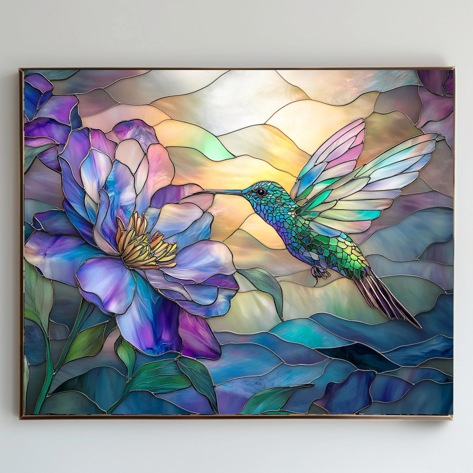 Hummingbird Set of 5 Stained Glass Hummingbird Bird Art, American Birds ...