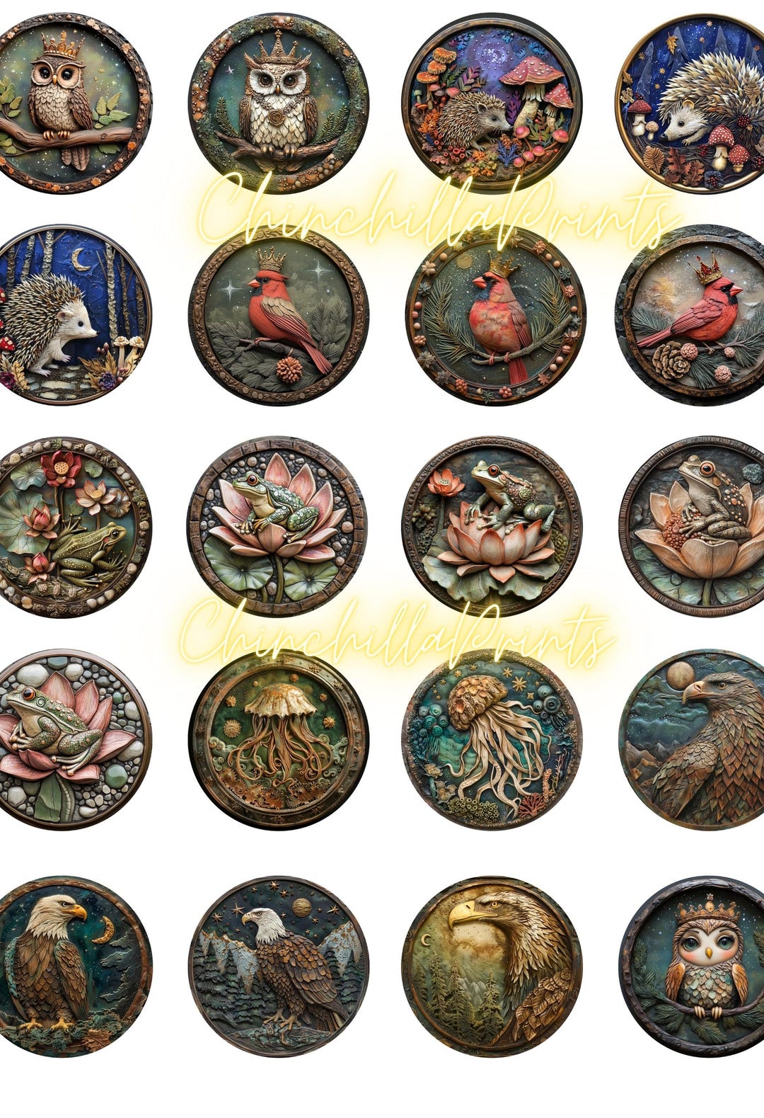 Owl, Eagle, Frog, Hummingbird, 45 Mm, Digital Images for Printing ...