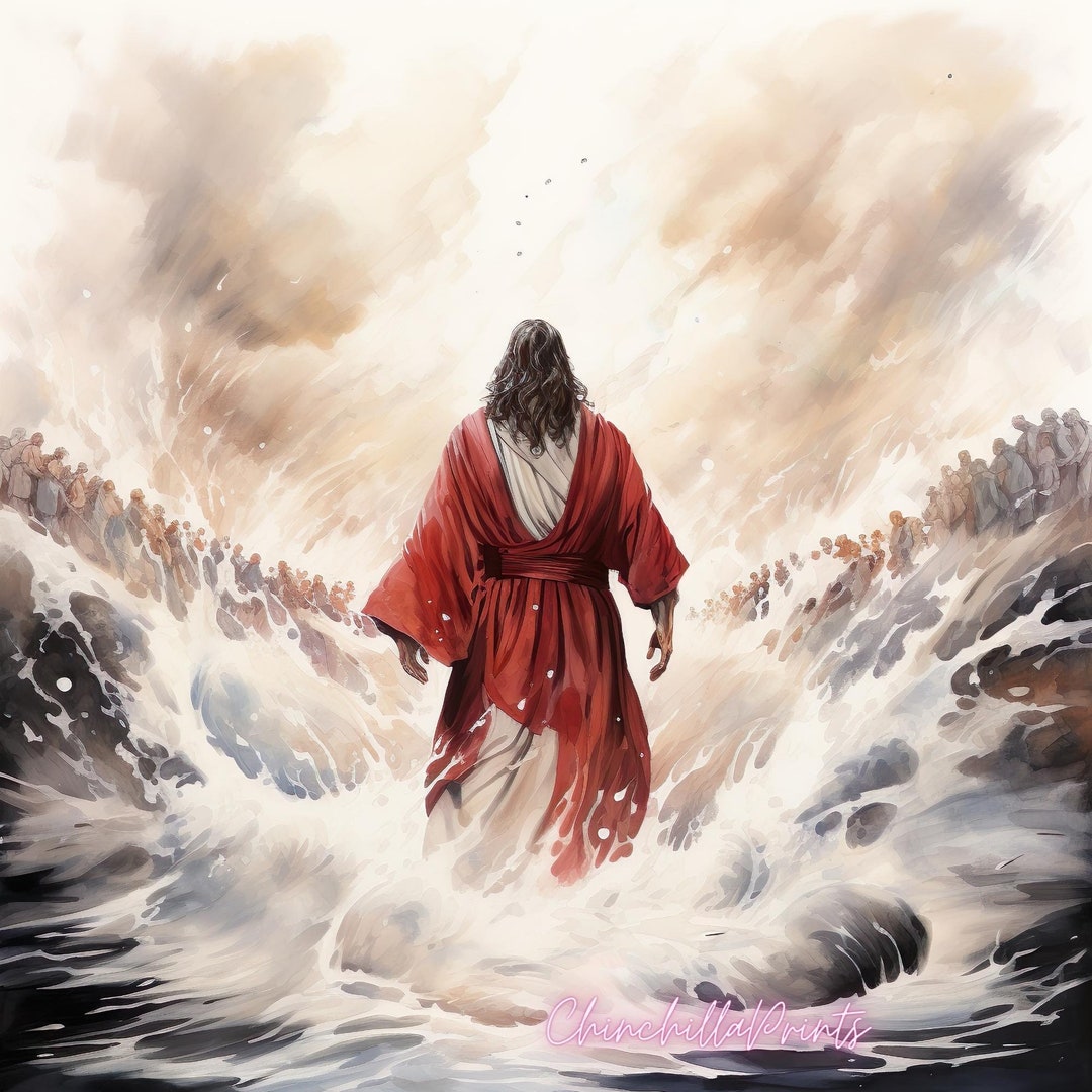 Moses Parting the Red Sea Moses Bible Art Modern Moses Poster Moses ...