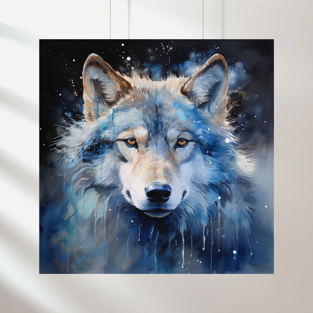 Wolf Wall Decor, Wolf Poster, Wolf Canvas Decor, Vibrant Wolf, Wall Art ...
