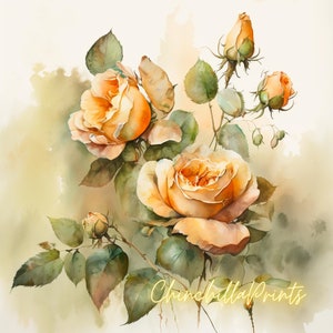 10 Roses Art Prints, Rose Painting Flower Painting Flower Print Floral ...