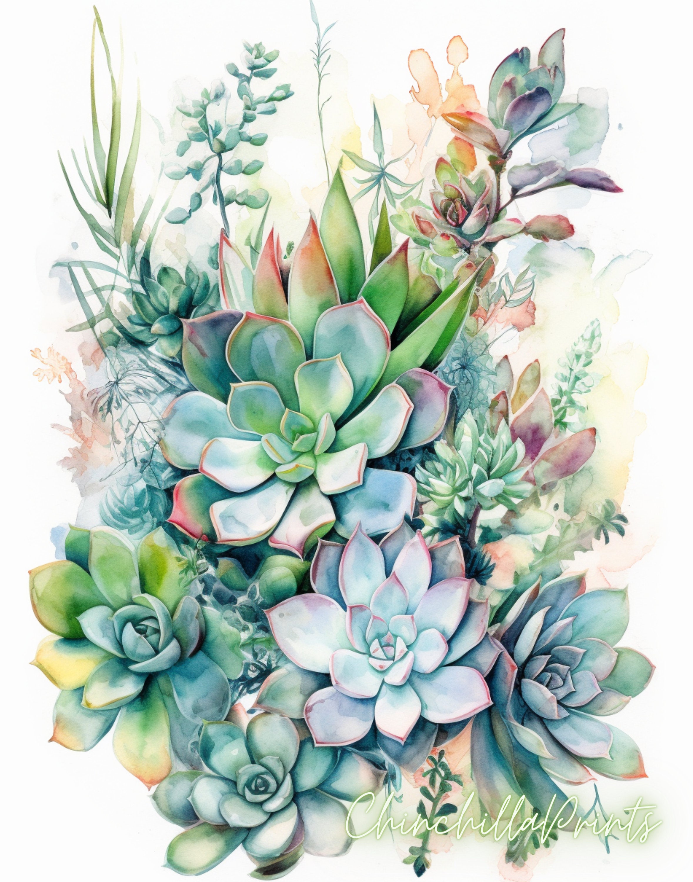 Succulents Art Print Botanical Succulents Botanical Print - Etsy