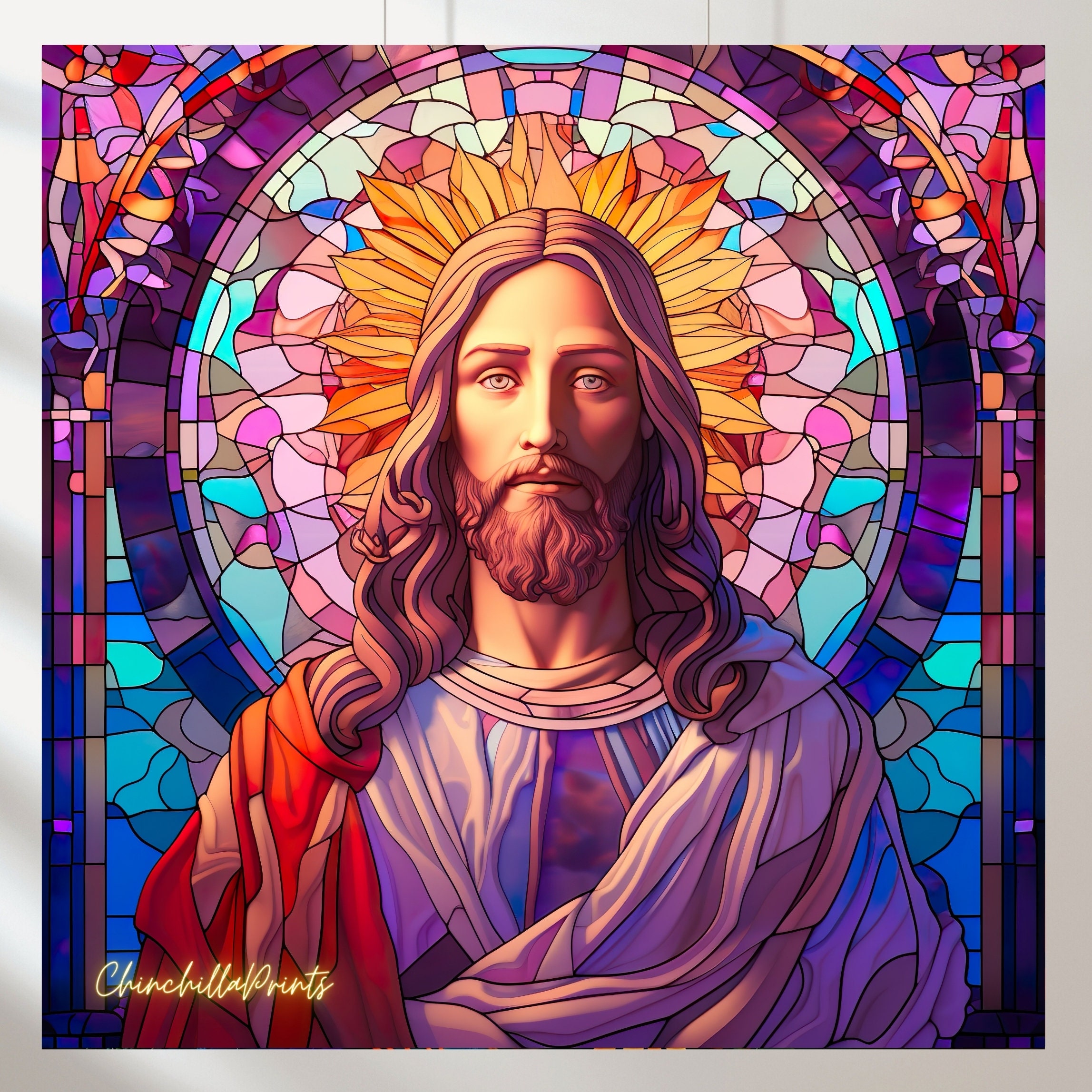 Stained Glass Jesus Jesus Watercolor Christ's Embrace Jesus Picture ...