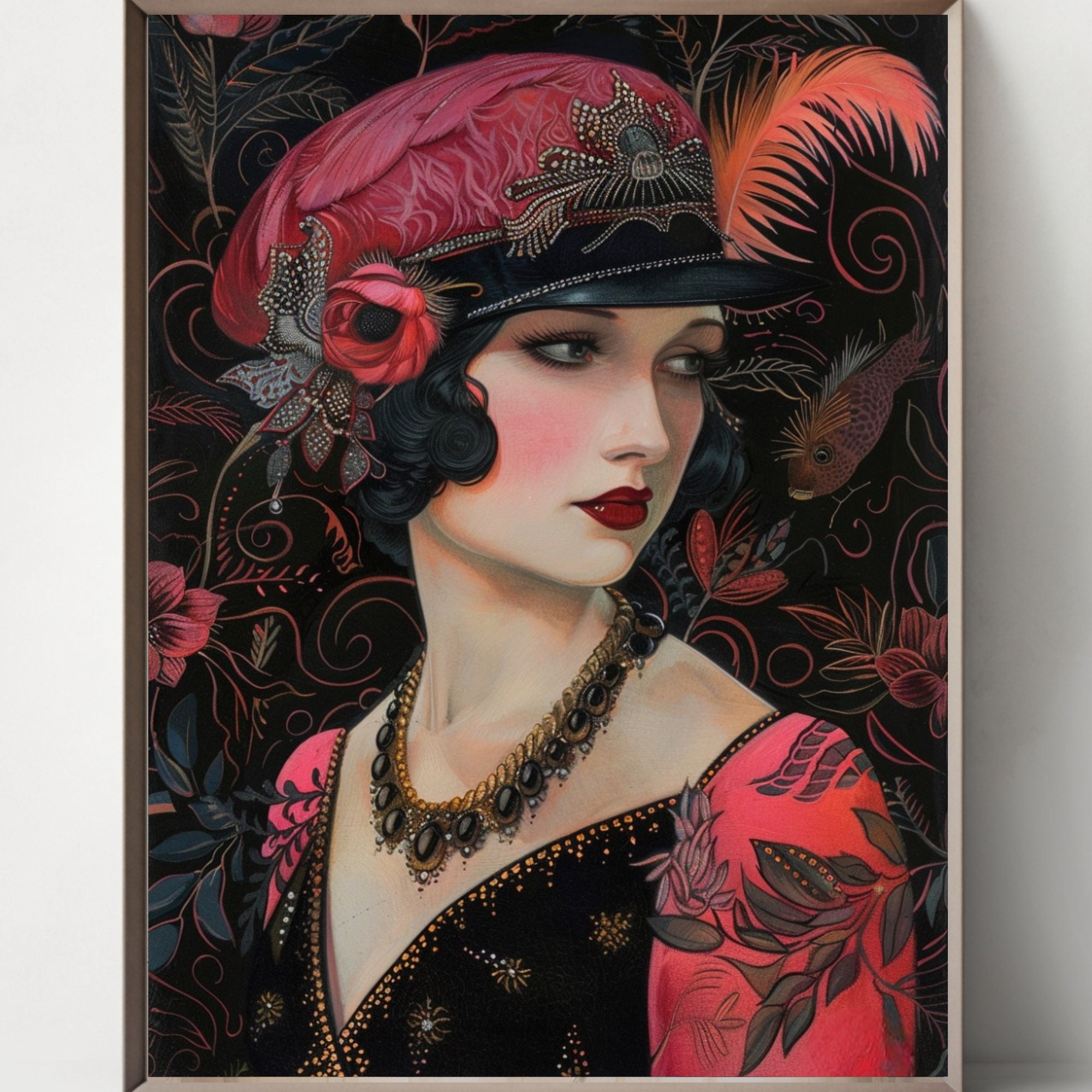 Women's Portraits, Fashion Images of the 20s, Vintage Painting, Women's ...