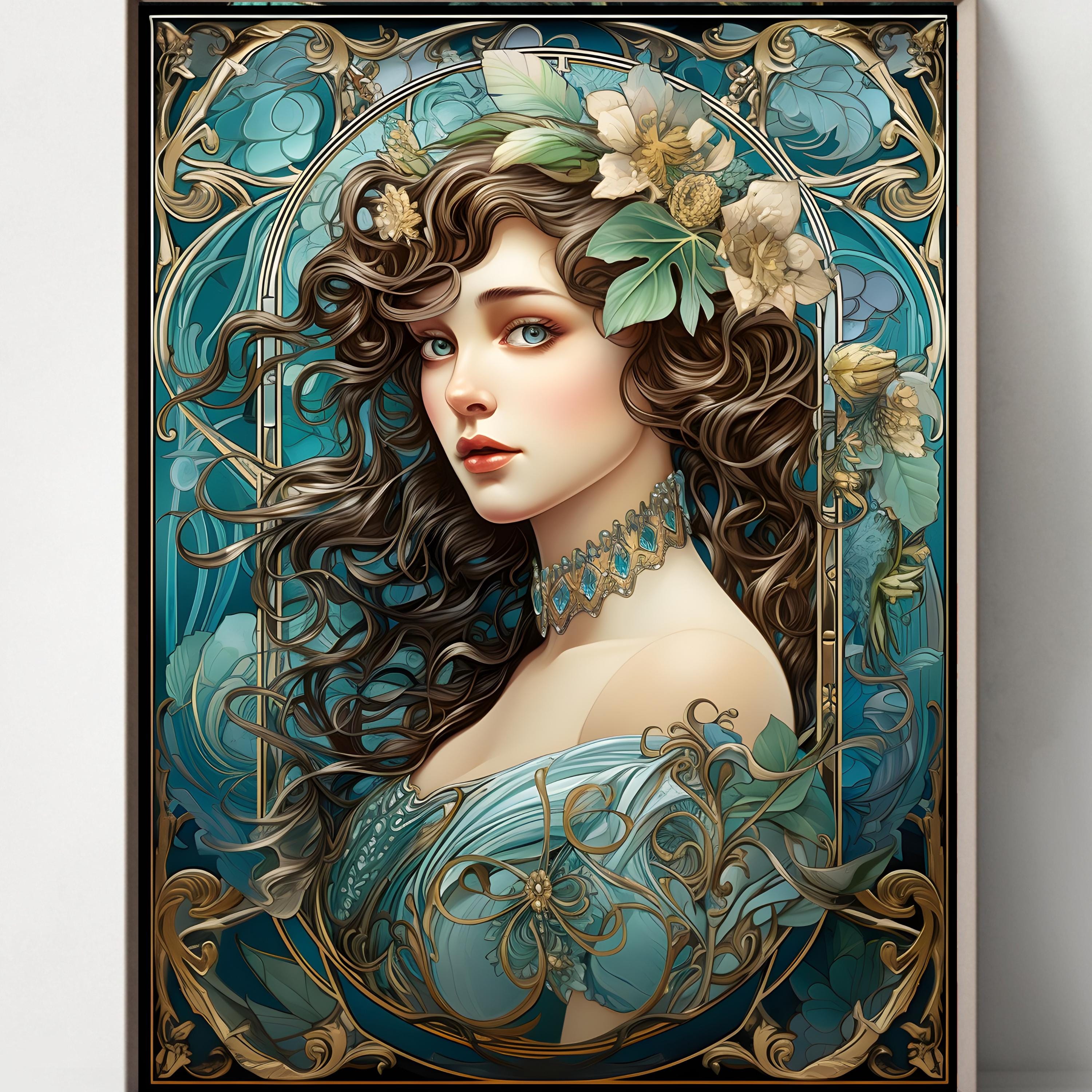 Set of 10 Art Nouveau Woman Poster: Alphonse Mucha Style (digital ...