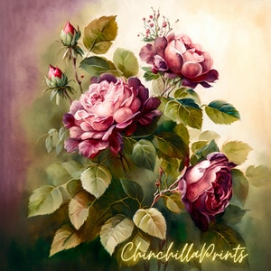10 Roses Art Prints, Rose Painting Flower Painting Flower Print Floral ...