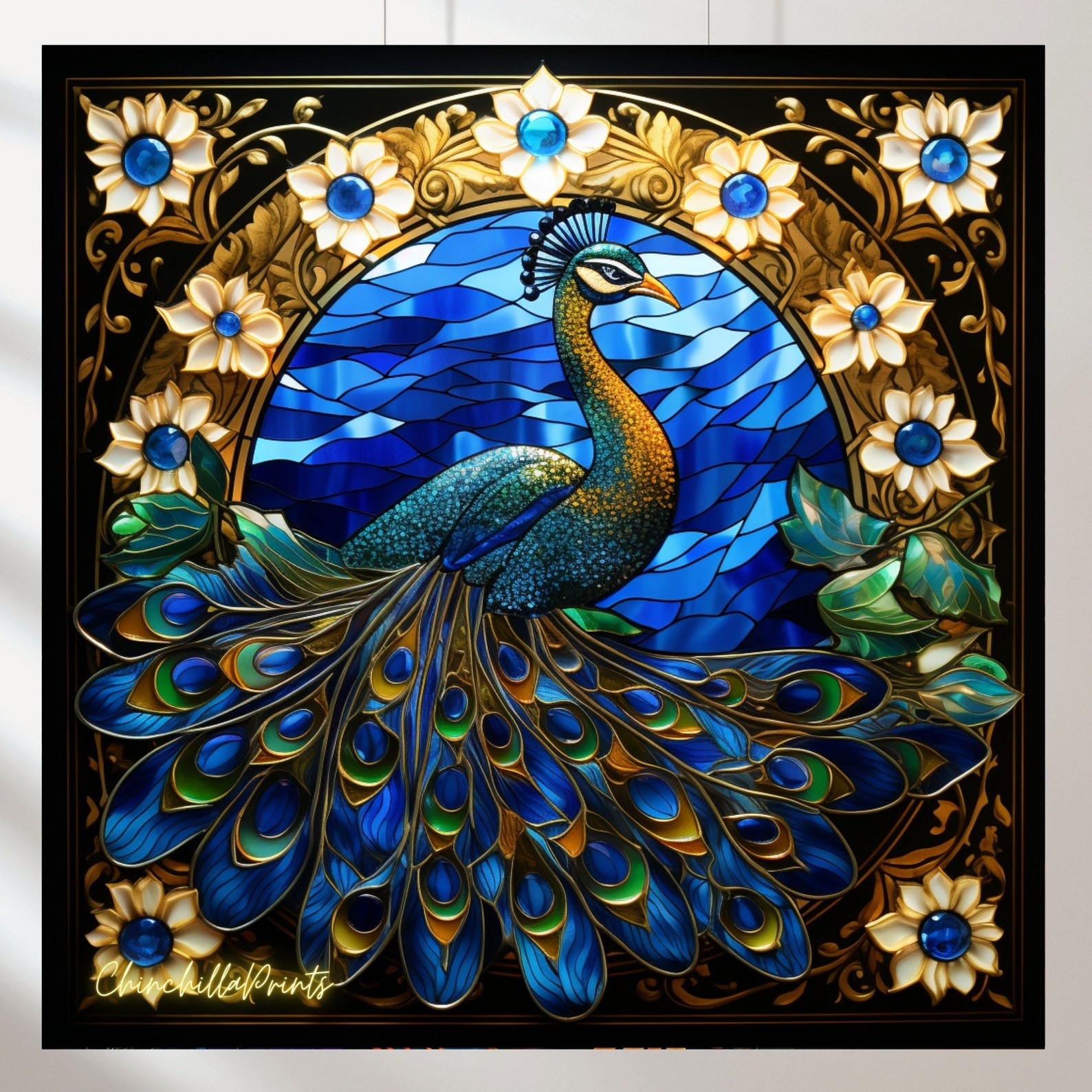 Stained Glass Peacock, Bright Painting, Wall Decor, PNG File - Etsy