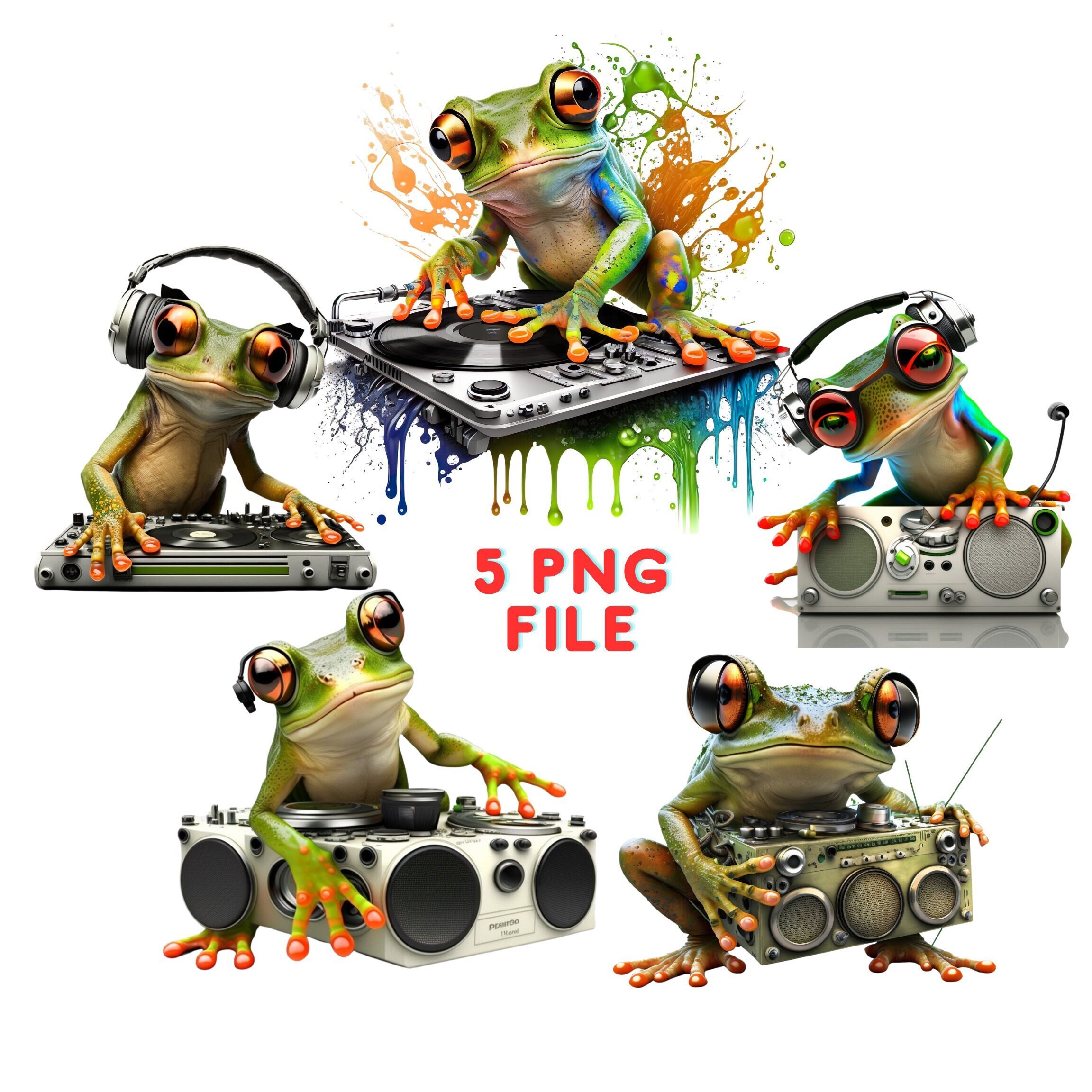 Frog DJ. Frog. PNG Files. Sublimation. Digital Download. - Etsy