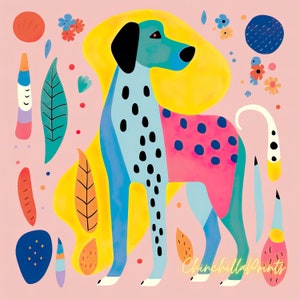 Matisse Style Dog Art Posters Abstract Art Pastel Colors Cute Animals ...