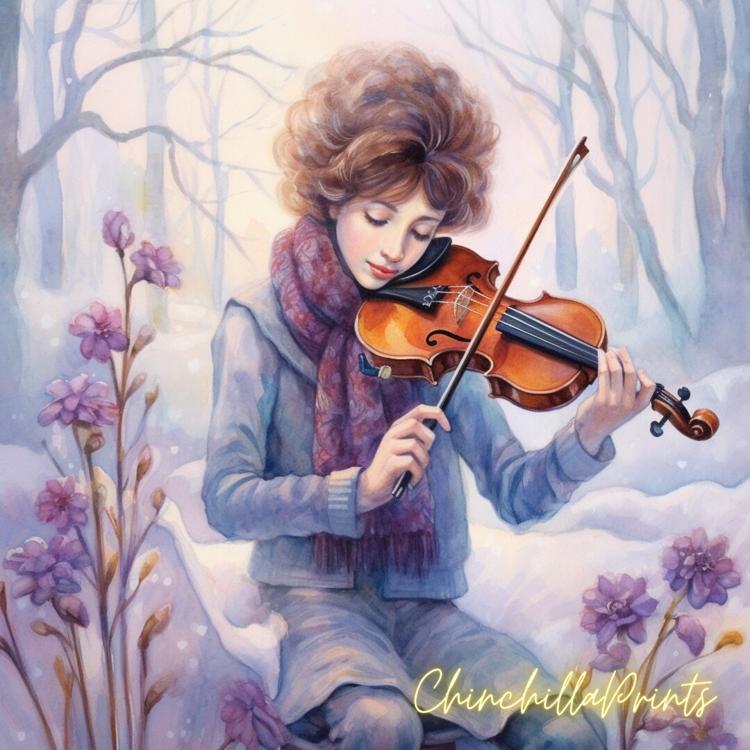 Women Playing Violin Printable Art Musical Instrument Art Music Red ...