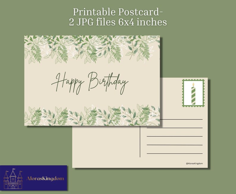 6x4 Inch Printable Birthday Postcard, Neutral Themed Birthday Postcard ...