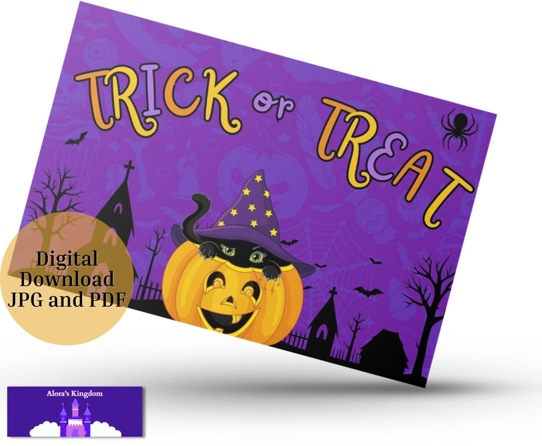 6x4 Inch Printable Trick or Treat Postcard, Halloween Themed Postcard ...