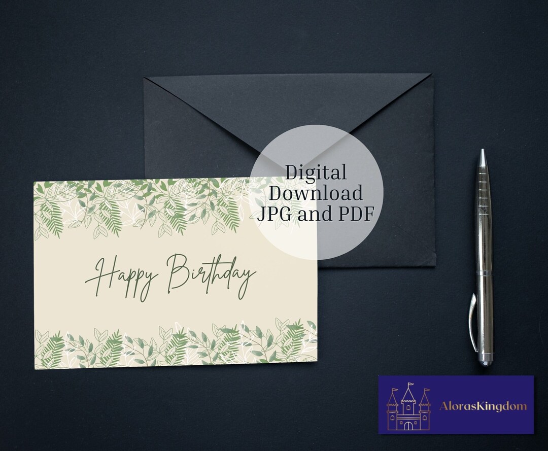 6x4 Inch Printable Birthday Postcard, Neutral Themed Birthday Postcard ...