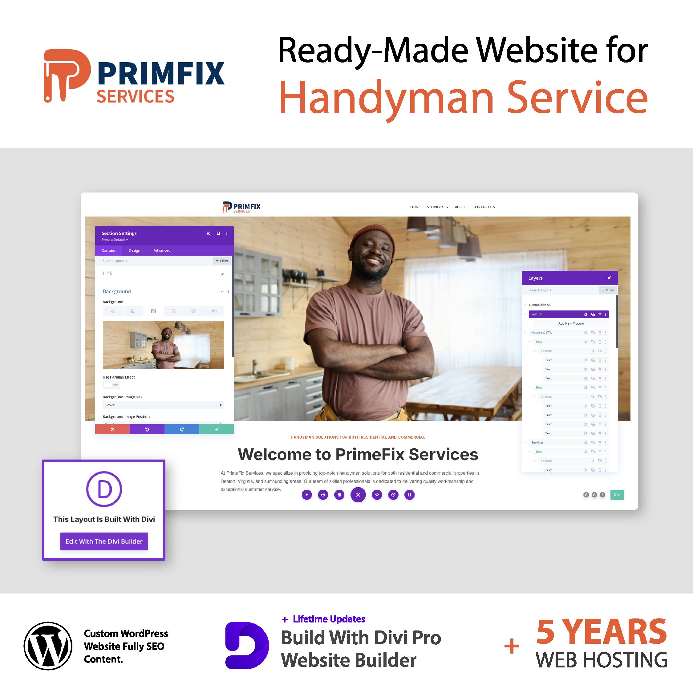 Ready-to-launch Handyman Service Website Template – Free Domain ...